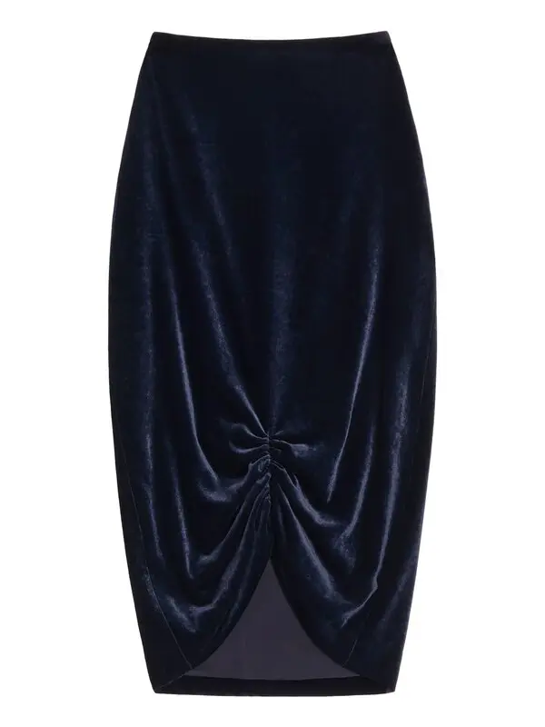 Valentino Garavani Velvet Gathered Midi Skirt - Blue