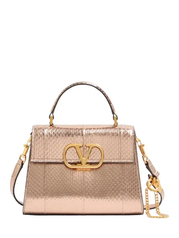Valentino Garavani Small Snakeskin Vsling Top-handle Bag - Rose Gold