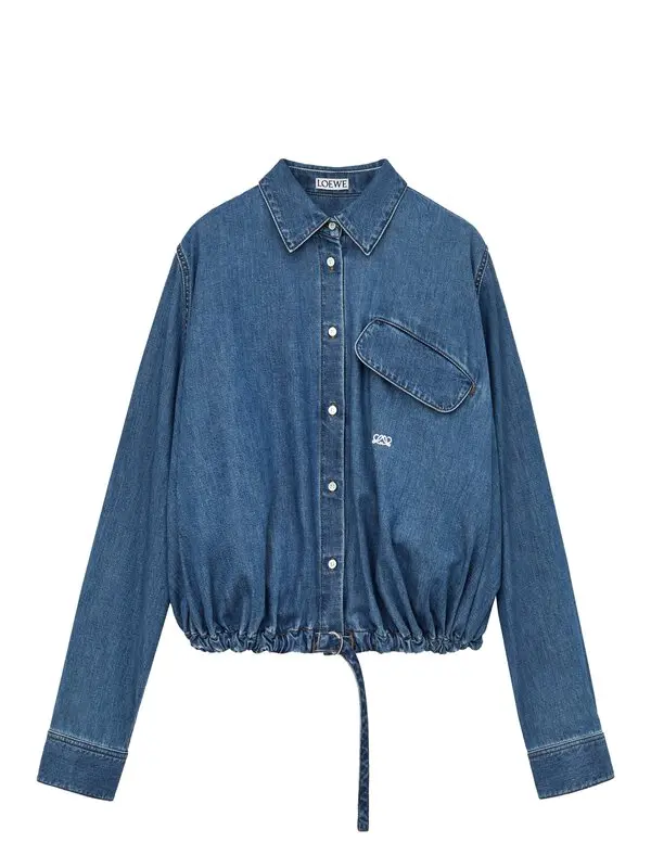 Loewe Drawstring-hem Denim Shirt - Blue