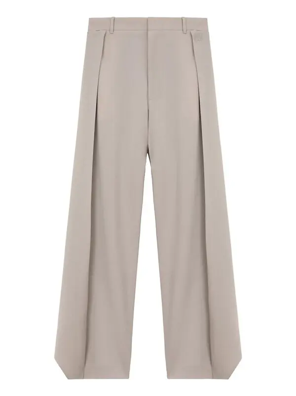 Loewe Wool-blend Pleated Wide Leg Trousers - Brown