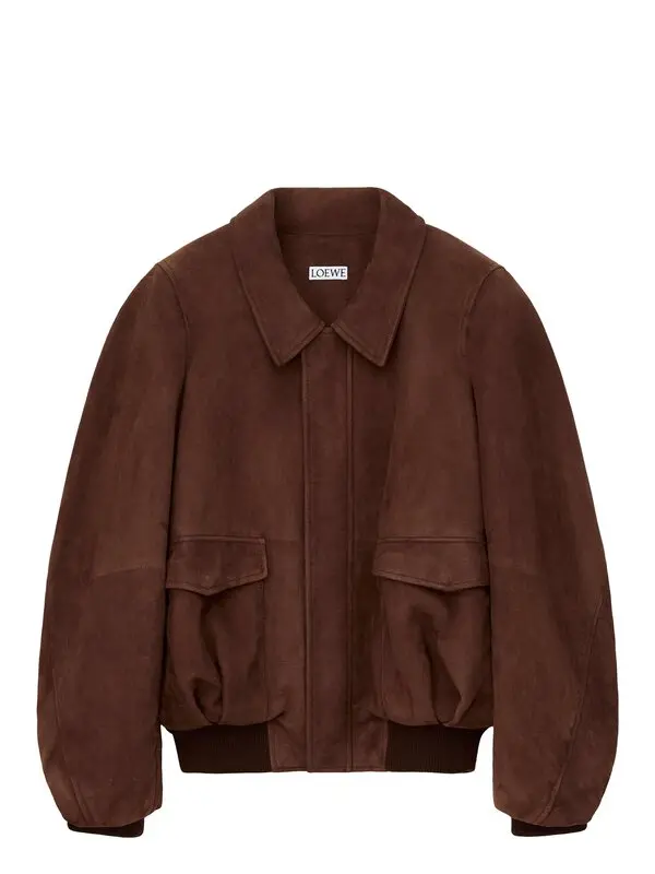 Loewe Leather-blend Bomber Jacket - Brown