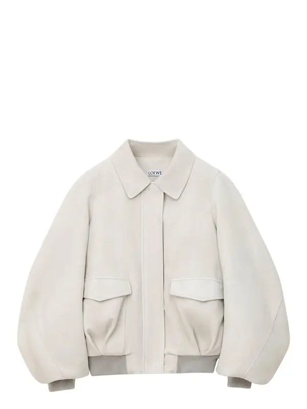 Loewe Leather-blend Bomber Jacket - Grey