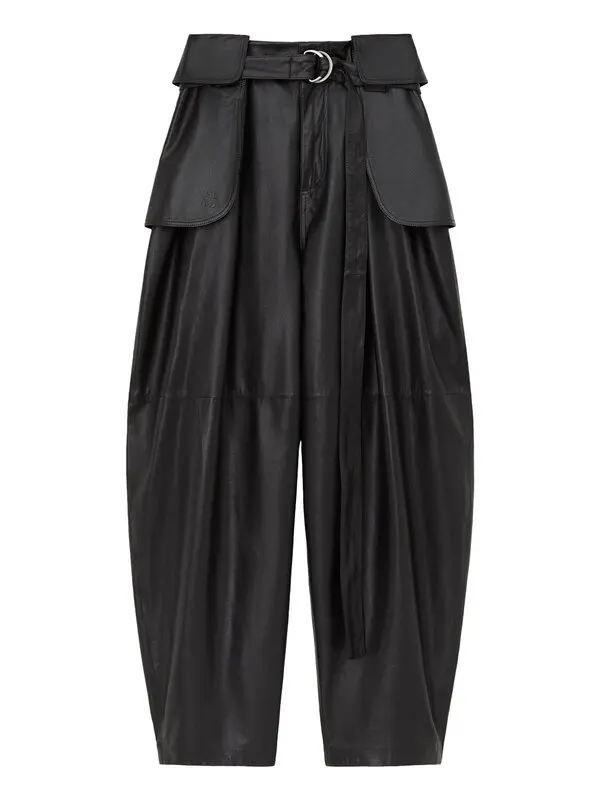 Loewe Leather Cargo Trousers - Black