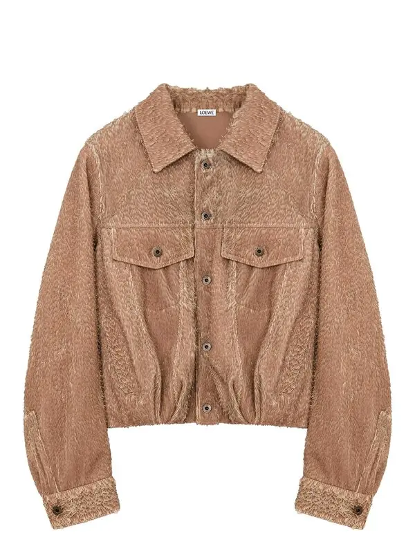 Loewe Textured Lambskin Oversized Jacket - Beige