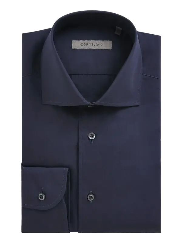 Corneliani Cotton Formal Shirt - Navy