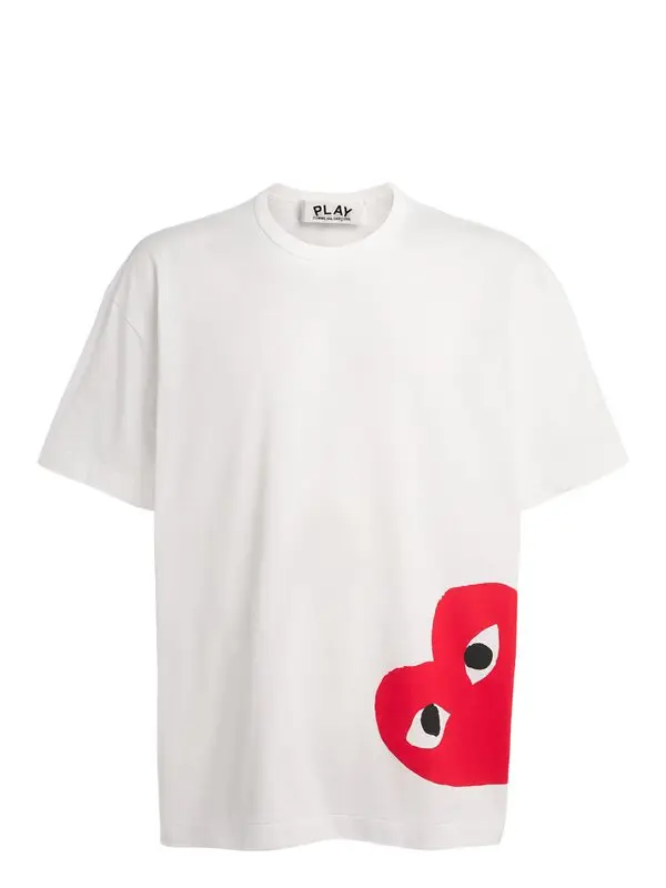 Play Comme Des Garcon Cotton Oversized Bottom Heart T-shirt - White