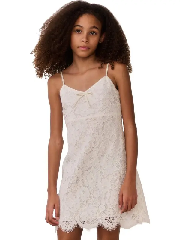 LoveShackFancy Tween Petaline Lace Mini Dress - Ivory