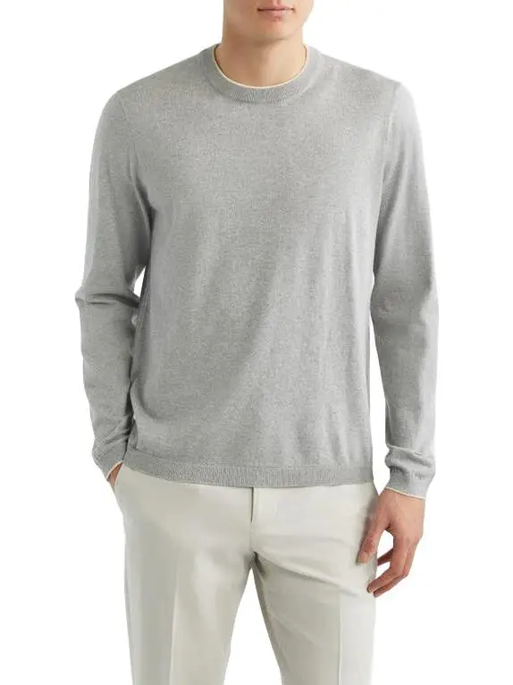 JACK VICTOR Dan Cotton Crewneck Sweater - Light Grey
