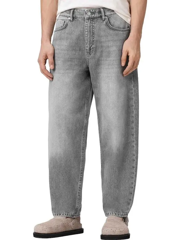 ALLSAINTS Curve Barrel Leg Organic Cotton Denim Jeans - Washed Grey