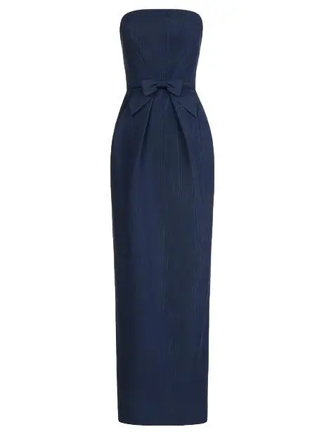Oscar De La Renta Bow-detailed Column Gown - Black