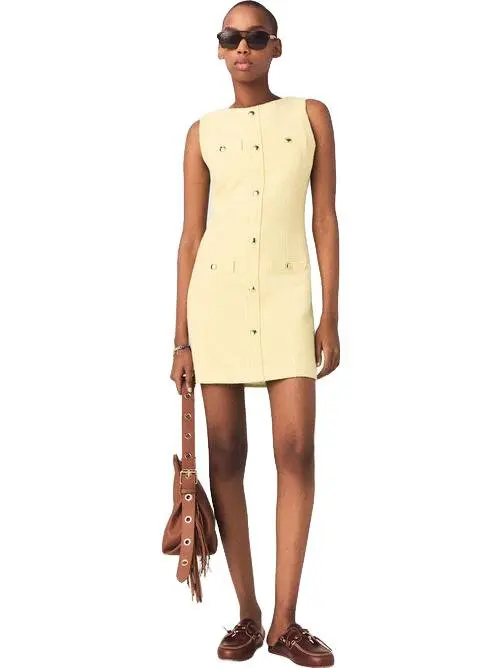 Maje Short Tweed Dress - Yellow