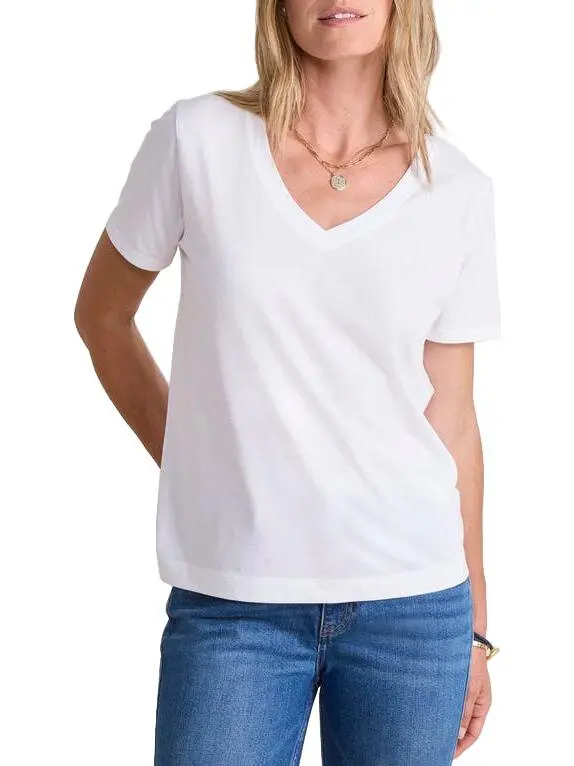 Vineyard Vines V-neck Supima Cotton T-shirt - White Cap