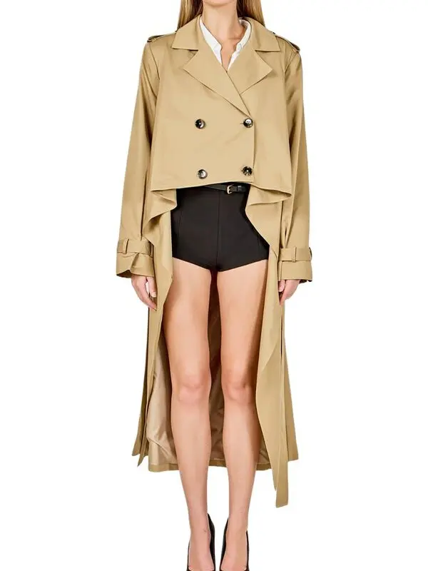 Endless Rose High-low Cotton Blend Trench Coat - Beige