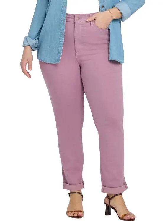 NYDJ Marilyn Triple Stitch High Waist Straight Leg Jeans - Dusky Daisy