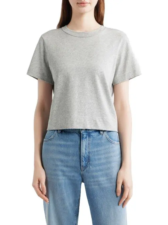 FRAME The Heather Boxy Crop T-shirt - Heather Grey