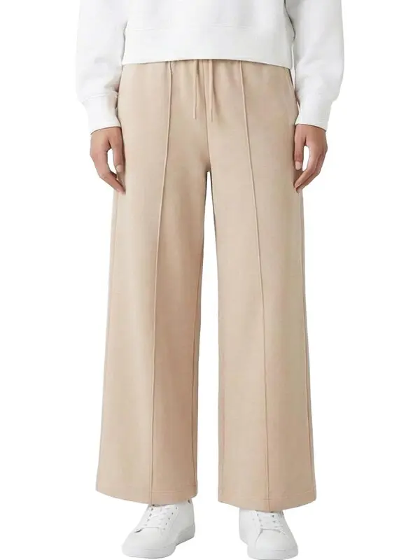 Lacoste Cotton Blend Wide Leg Pants - Beige