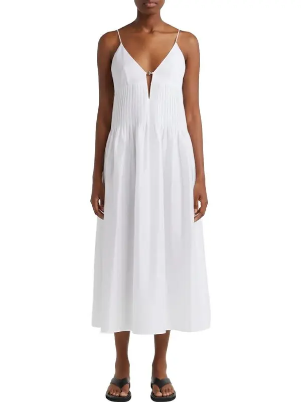 Tory Burch Linen And Silk Midi Dress - White