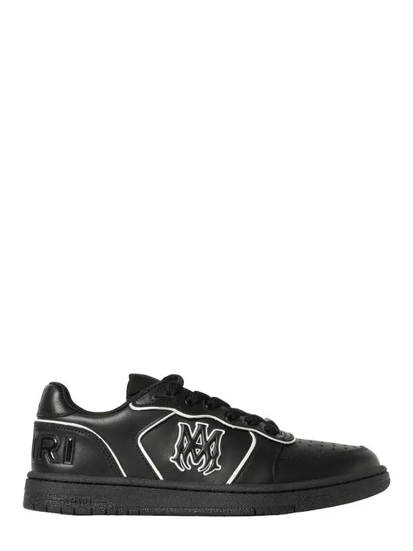 Amiri Newport Low-top Trainers In Smooth Leather With Perforated Toe And Contrast Logo - Black 1