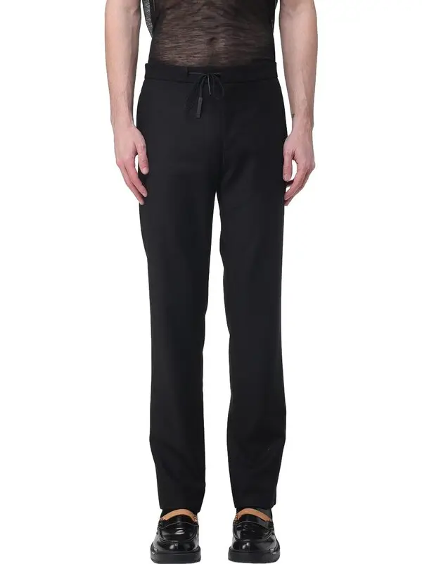 MAISON MARGIELA Slim Fit Wool Trousers With Drawstring - Black
