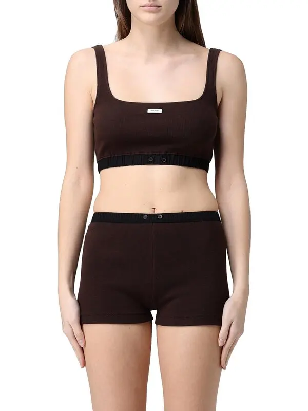 ENTIRE STUDIOS Ribbed Knit Cropped Top - Red