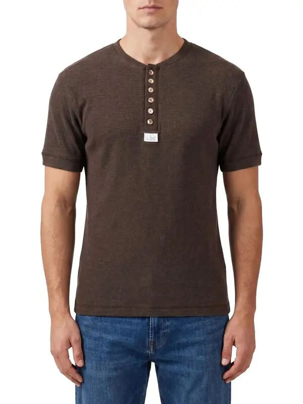 MAGLIANO Short Sleeve Henley - Burnt