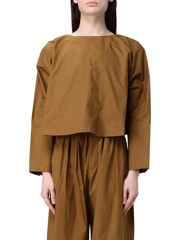Soeur Cotton Cropped Top - Brown
