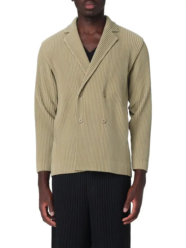 Issey Miyake Homme Plissé Double-breasted Pleated Blazer - Green