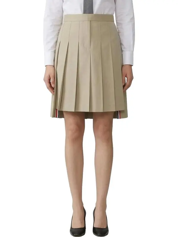 Thom Browne Cotton Pleated Mini Skirt - Beige
