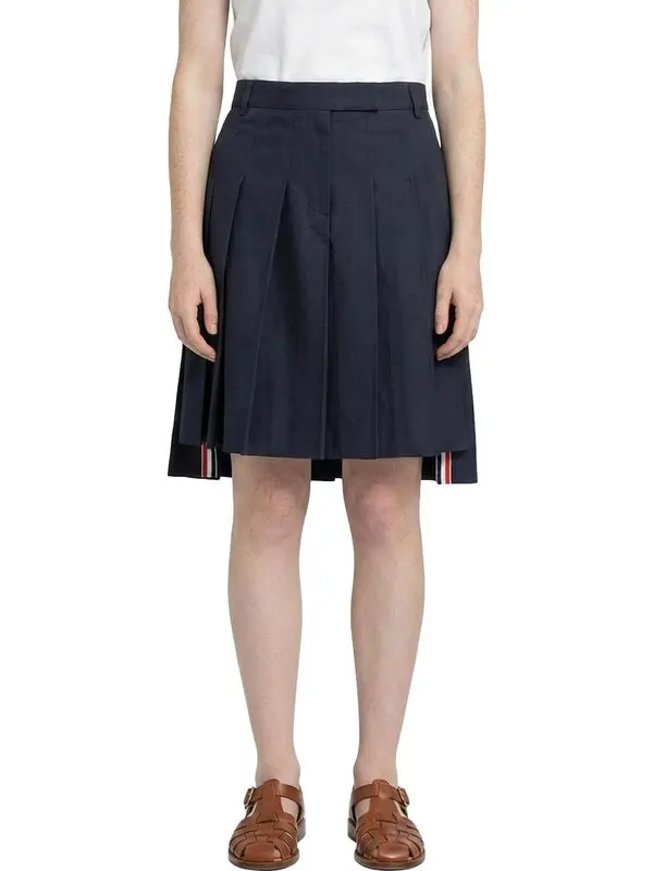 Thom Browne Cotton Pleated Mini Skirt - Blue