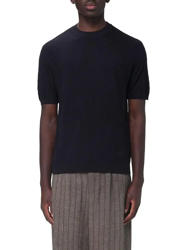 Emporio Armani Textured Knit Pullover - Navy