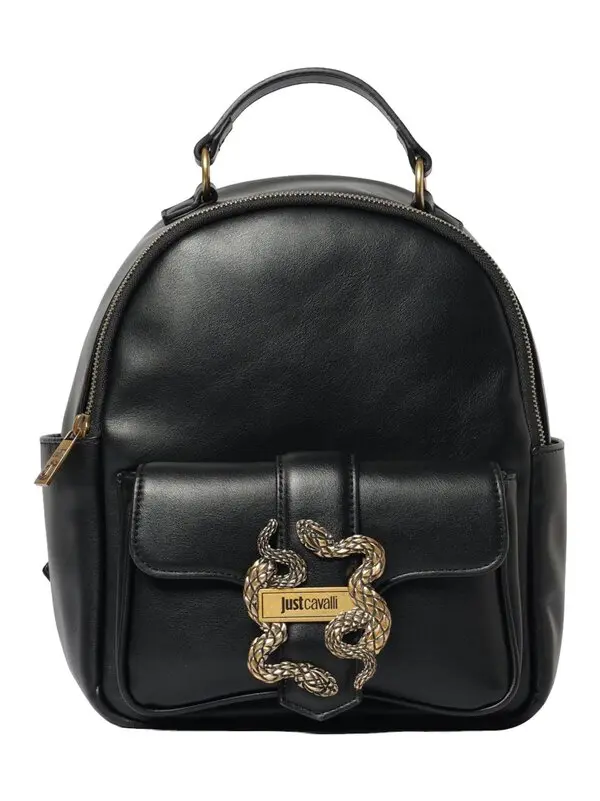 Just Cavalli Leather And Synthetic Leather Backpack - Black