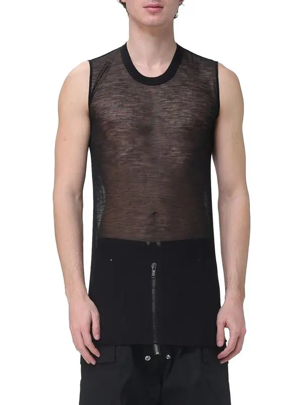 Rick Owens Transparent Wool Blend Tank Top - Black