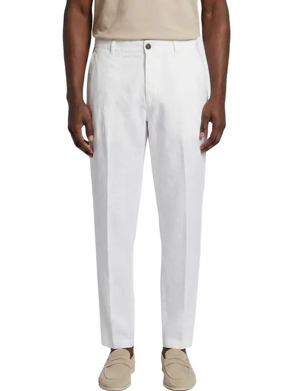 Eleventy Linen Blend Chino Trousers - White
