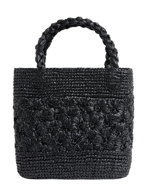 Rixo Raffia Milana Top-handle Bag - Black