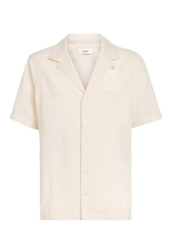 LARDINI Cotton Stripe Short-sleeve Shirt - Ivory