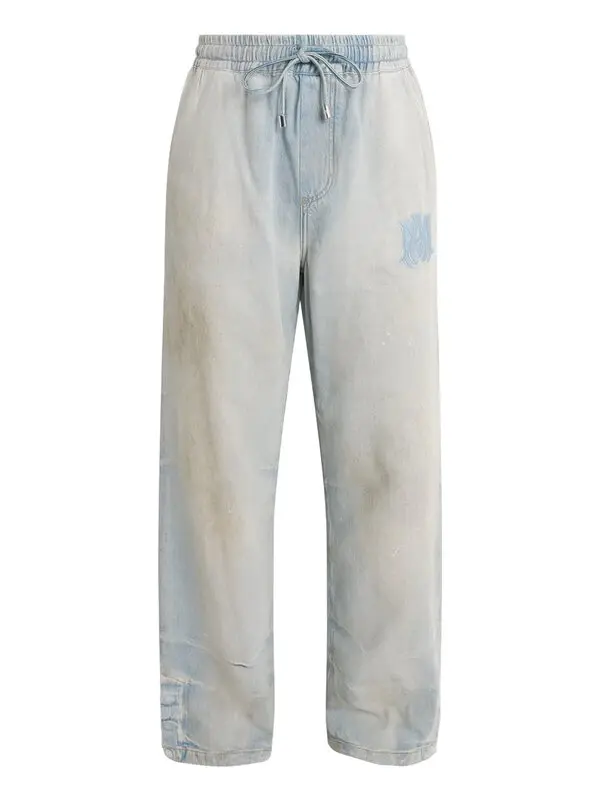 Amiri Denim Drawstring Wide-leg Trousers - Blue