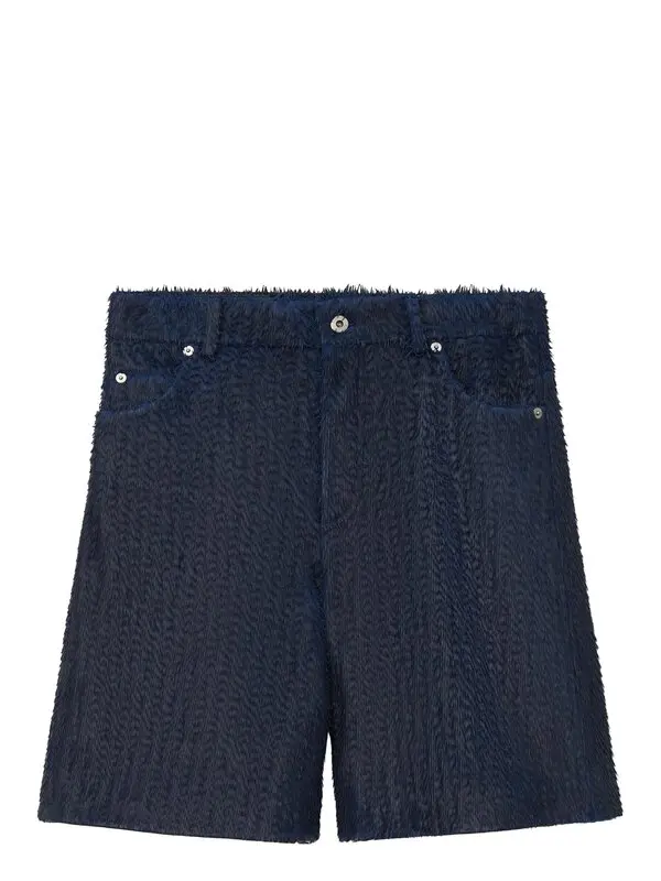 Loewe Leather Feather Bermuda Shorts - Blue