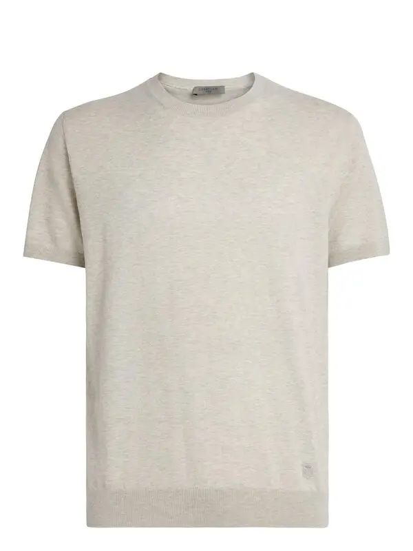 Corneliani Silk-cotton Short-sleeve Sweater - Grey