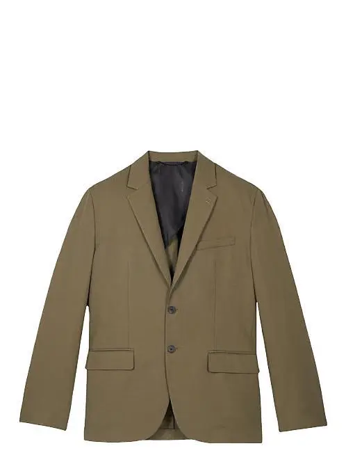 The Kooples Lapel-collar Single-breasted Cotton And Linen-blend Jacket - Kaki