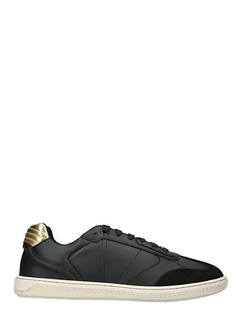 Versace Logo-plaque Leather Trainers - Black
