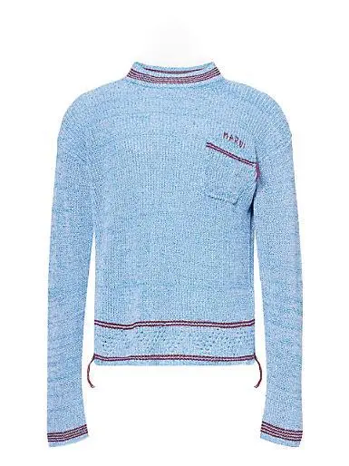 Marni Round-neck Knitted Cotton Jumper - Celeste