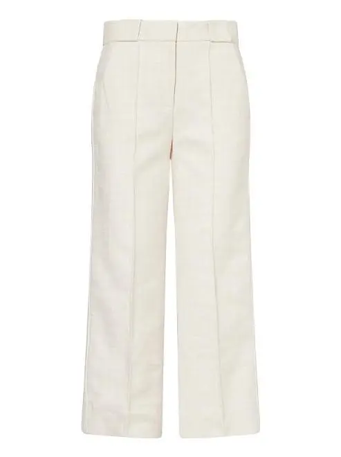ME+EM Textured Straight-leg Cropped Woven Trousers - Ivory
