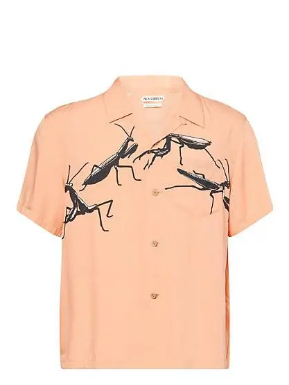 JW Anderson Praying Mantis-print Camp-collar Woven Shirt - Peach