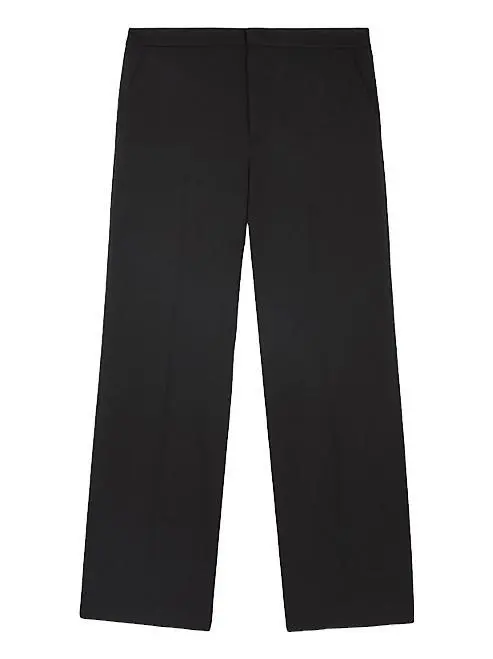 The Kooples Semi-elasticated Wide-leg Stretch Wool-blend Trousers - Black
