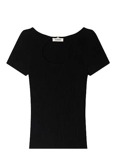 Sandro Openwork Short-sleeve Knitted Jumper - Black