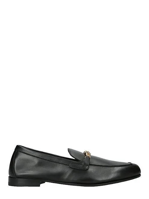Versace Medusa Chain Leather Loafers - Black