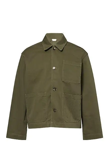 JW Anderson Embroidered-logo Patch-pocket Cotton Jacket - Washed Green