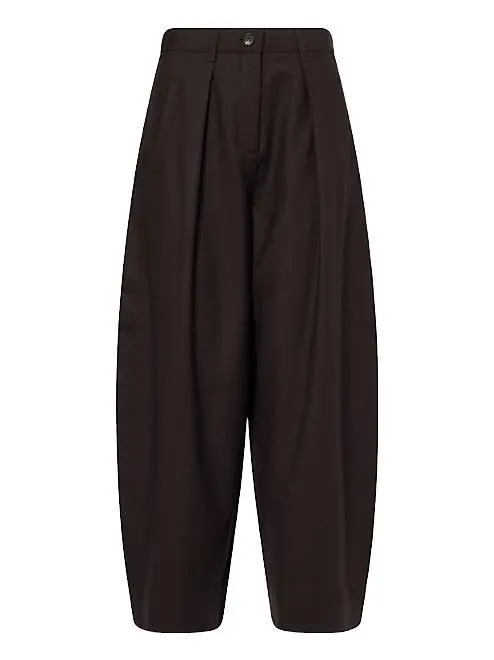 ME+EM Pleated Wide-leg Trousers - Ganache Brown