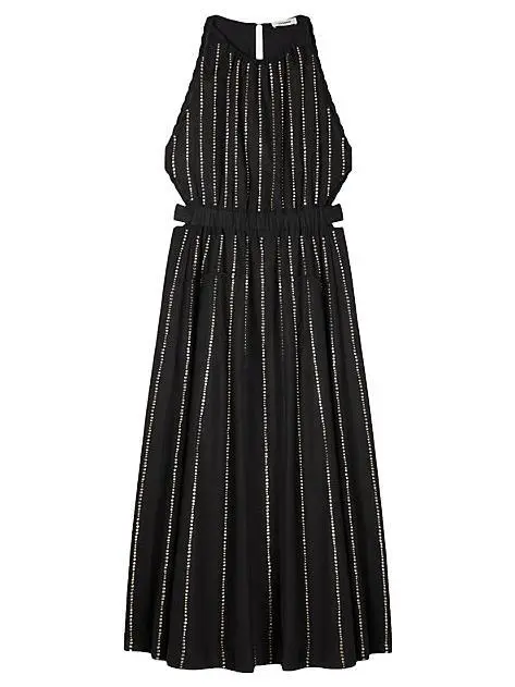 Sandro Rhinestone Cut-out Cotton Maxi Dress - Black