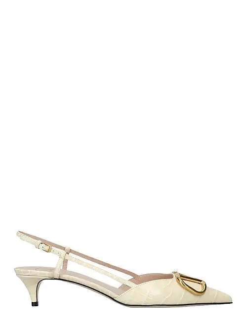 Valentino Garavani Vlogo Signature 40 Slingback Heeled Pumps - Bone